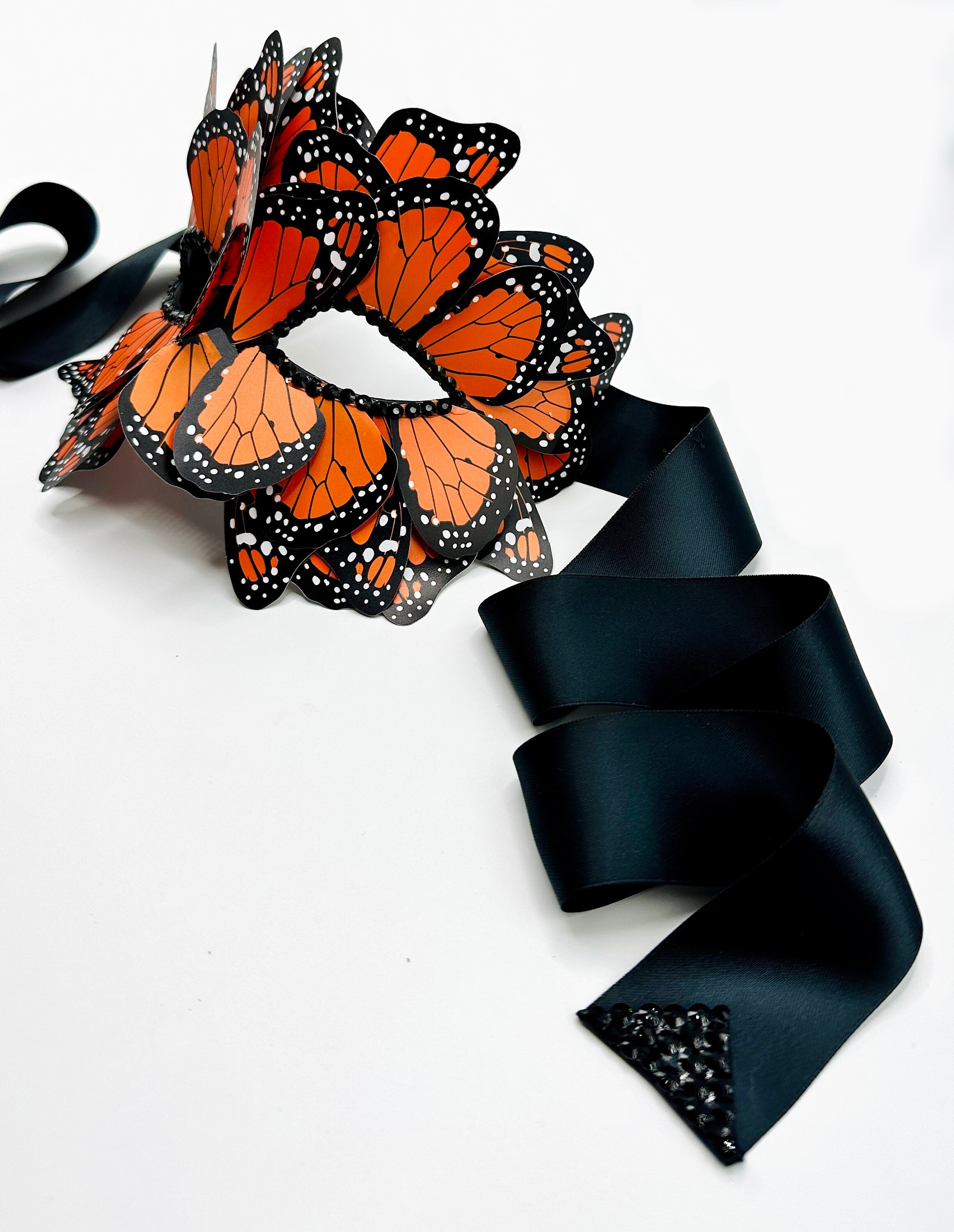 Spring Monarch Orange Butterfly Wings & Swarovski Crystals Masquerade ...