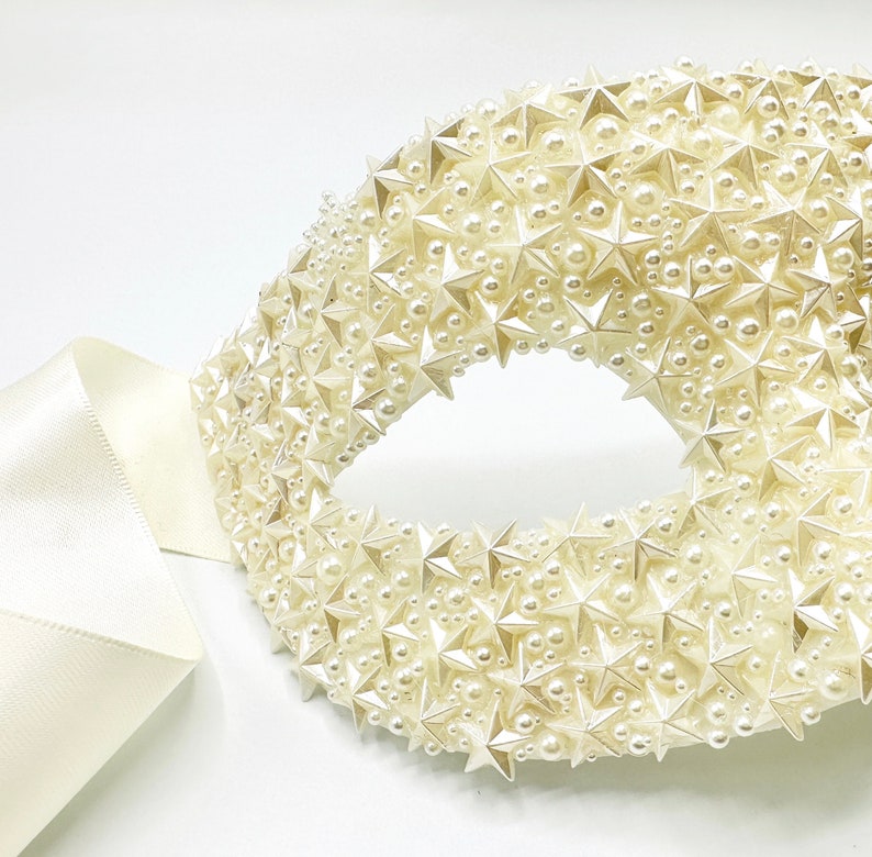 Starry Skies Ivory Pearls Masquerade Mask - Etsy