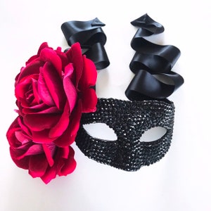 A Romance of Roses: Ruby Red Velvet Roses and Jet Black | Etsy