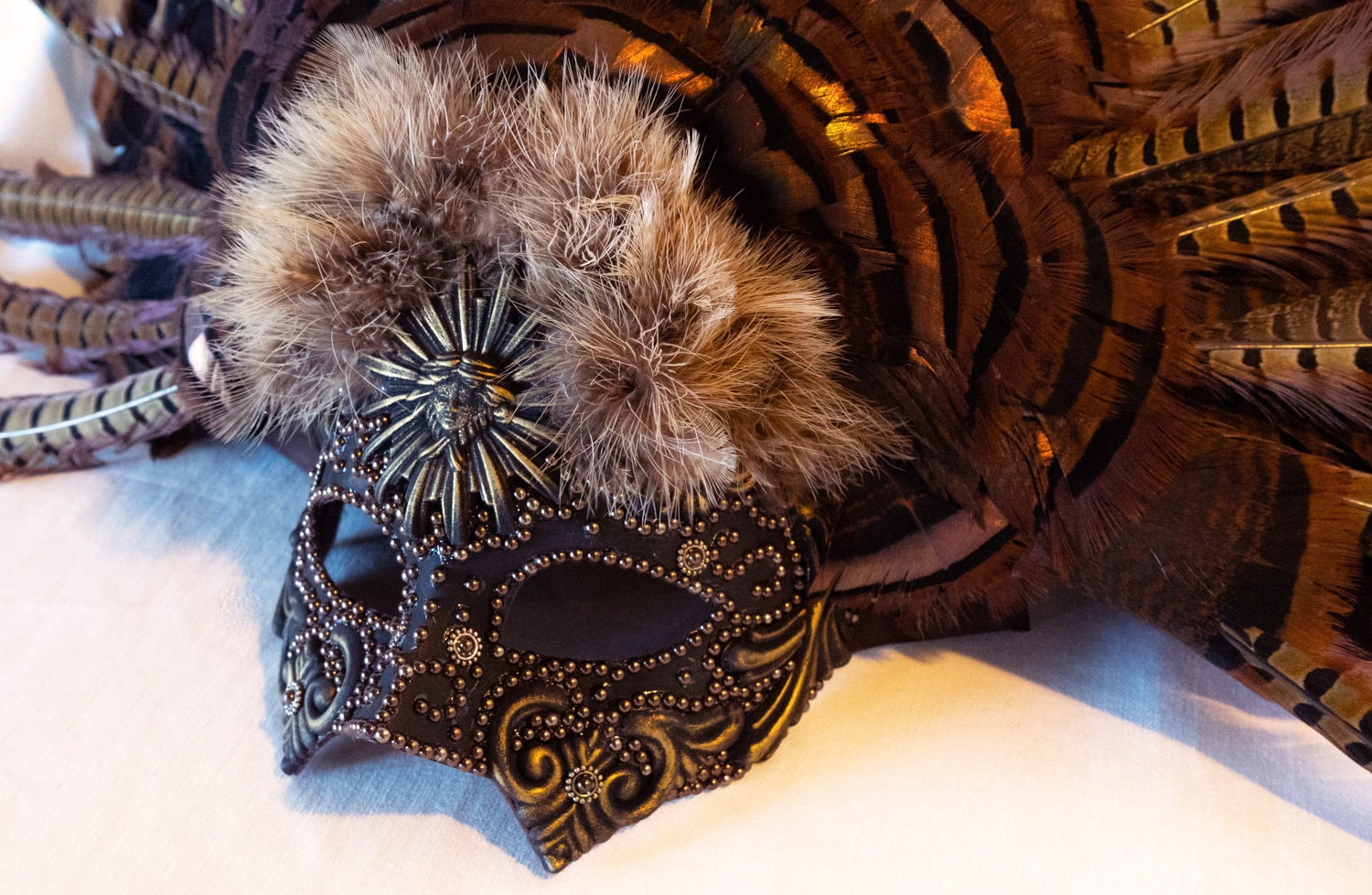 Sun Warrior Turkey & Pheasant Feather Masquerade Mask - Etsy