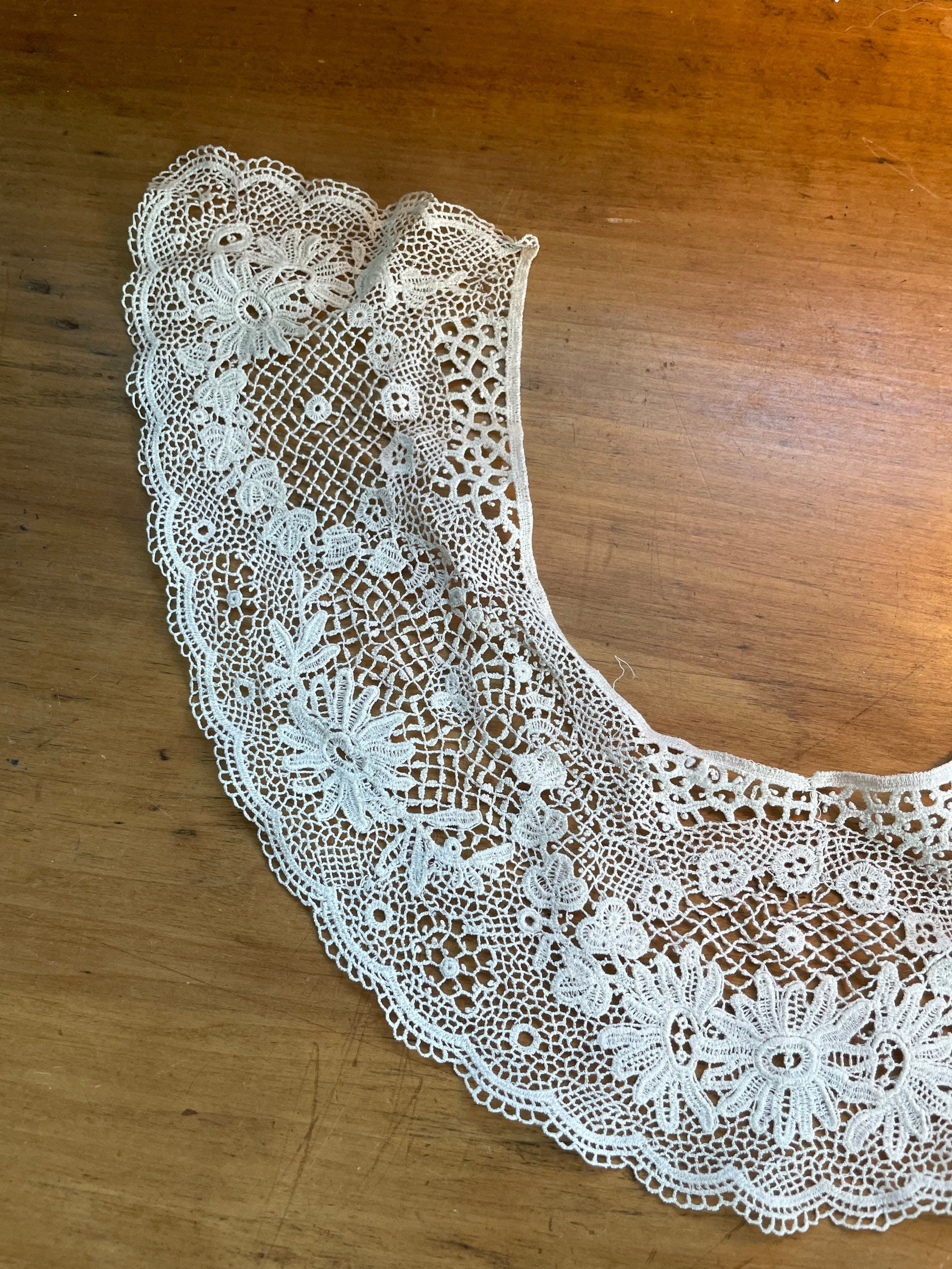 Lace & Trim Embellishments Vintage French Tambour lace collar sewing ...