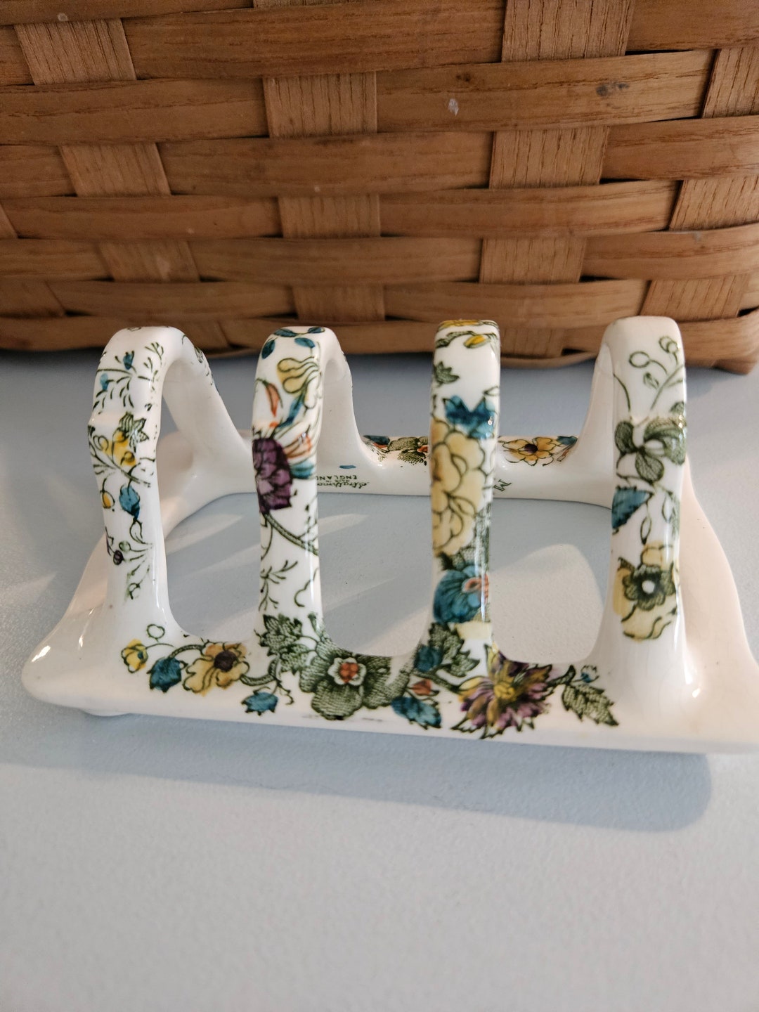 English Porcelain Floral Toast Rack - Etsy