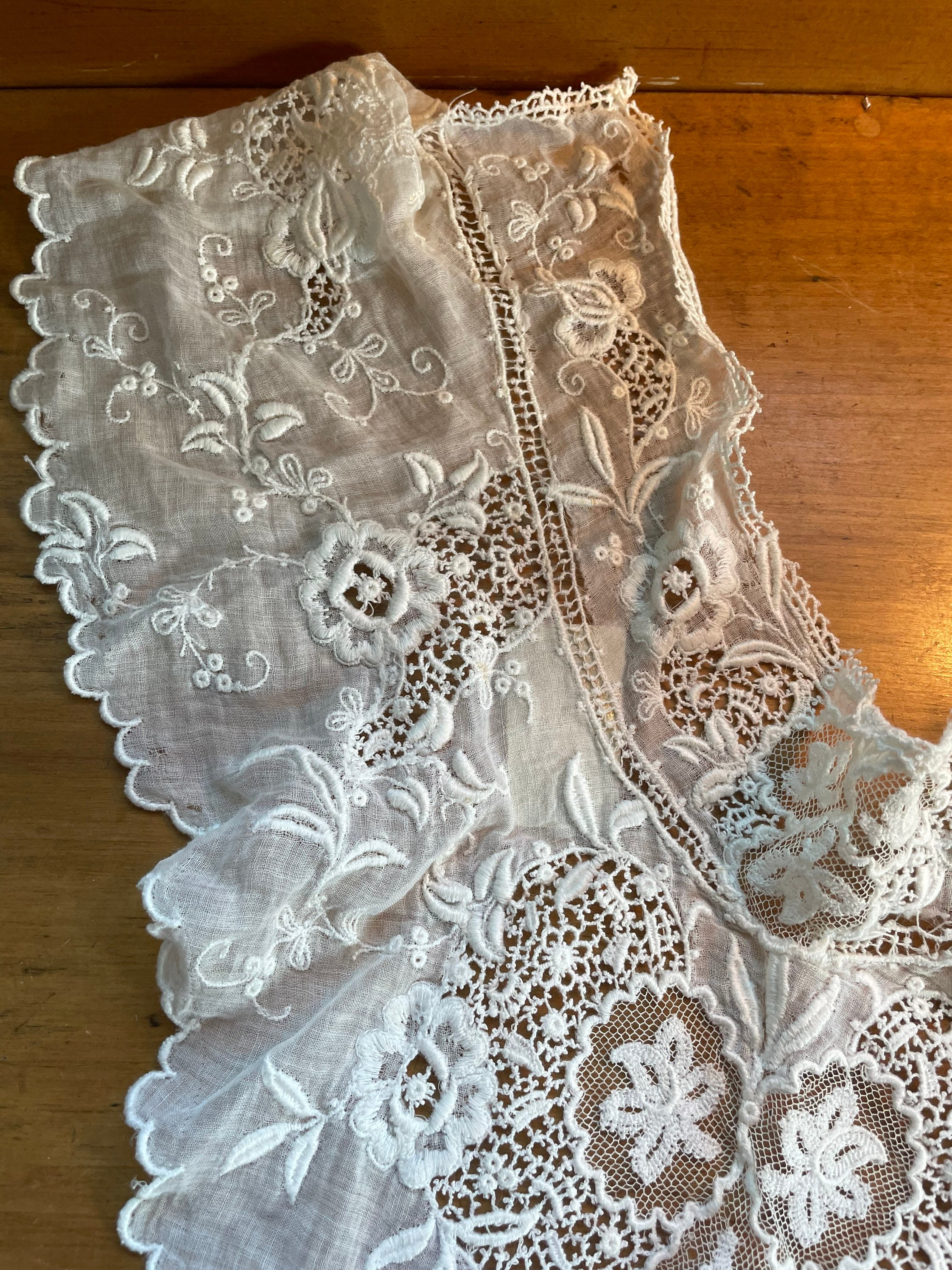 Lace & Trim Embellishments Vintage French Tambour lace collar sewing ...