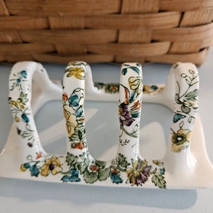 English Porcelain Floral Toast Rack - Etsy