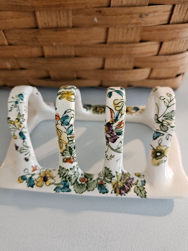English Porcelain Floral Toast Rack - Etsy