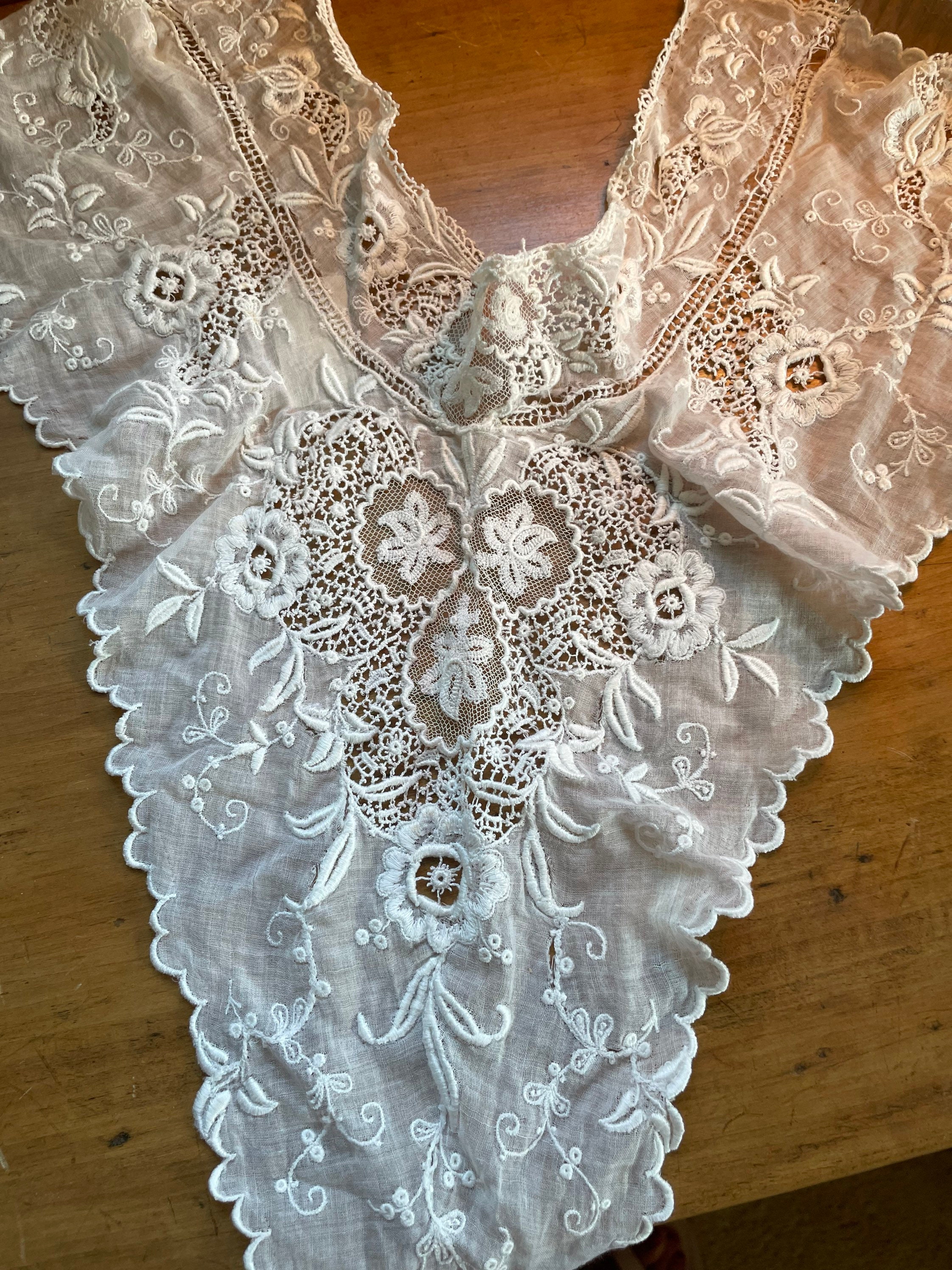 Lace & Trim Embellishments Vintage French Tambour lace collar sewing ...