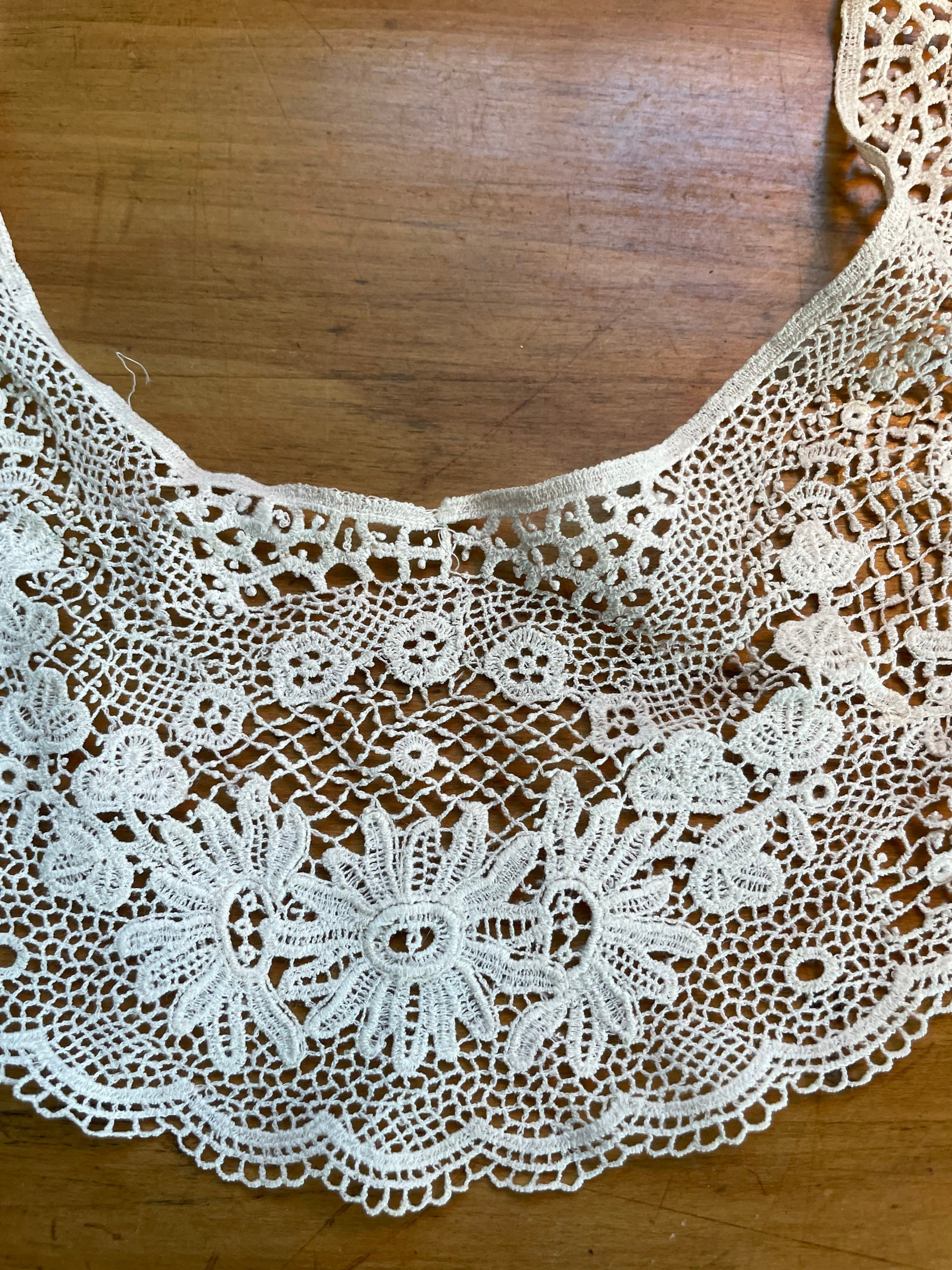 Lace & Trim Embellishments Vintage French Tambour lace collar sewing ...