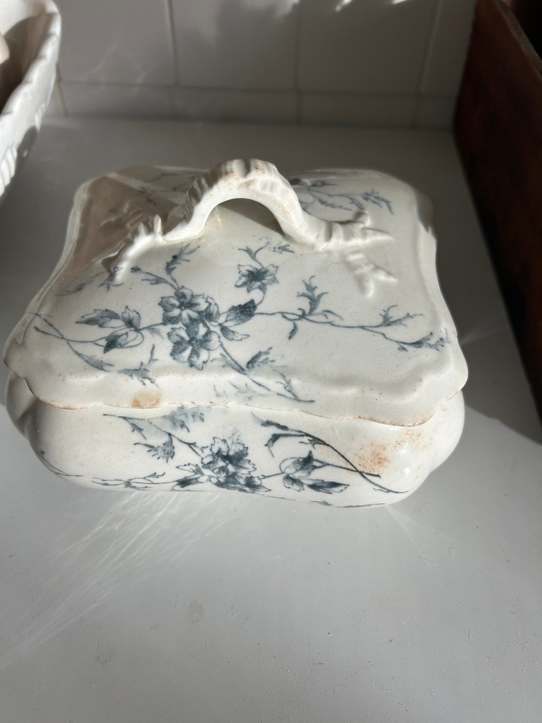 Vintage Ironstone Transferware Lidded Bowl - Etsy