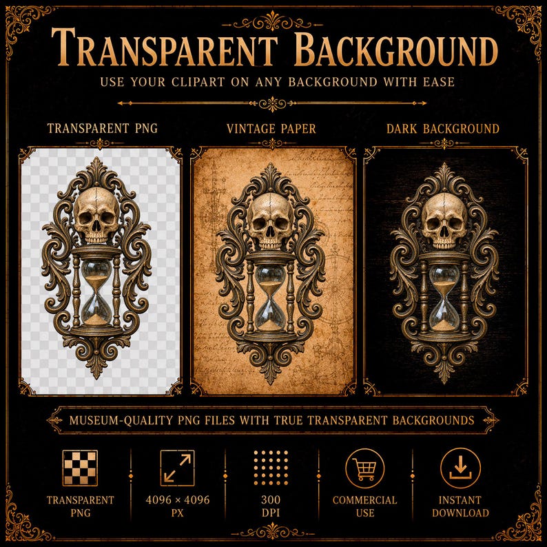 Victorian Mourning & Memento Mori PNG Bundle | 50 Gothic Memorial ...