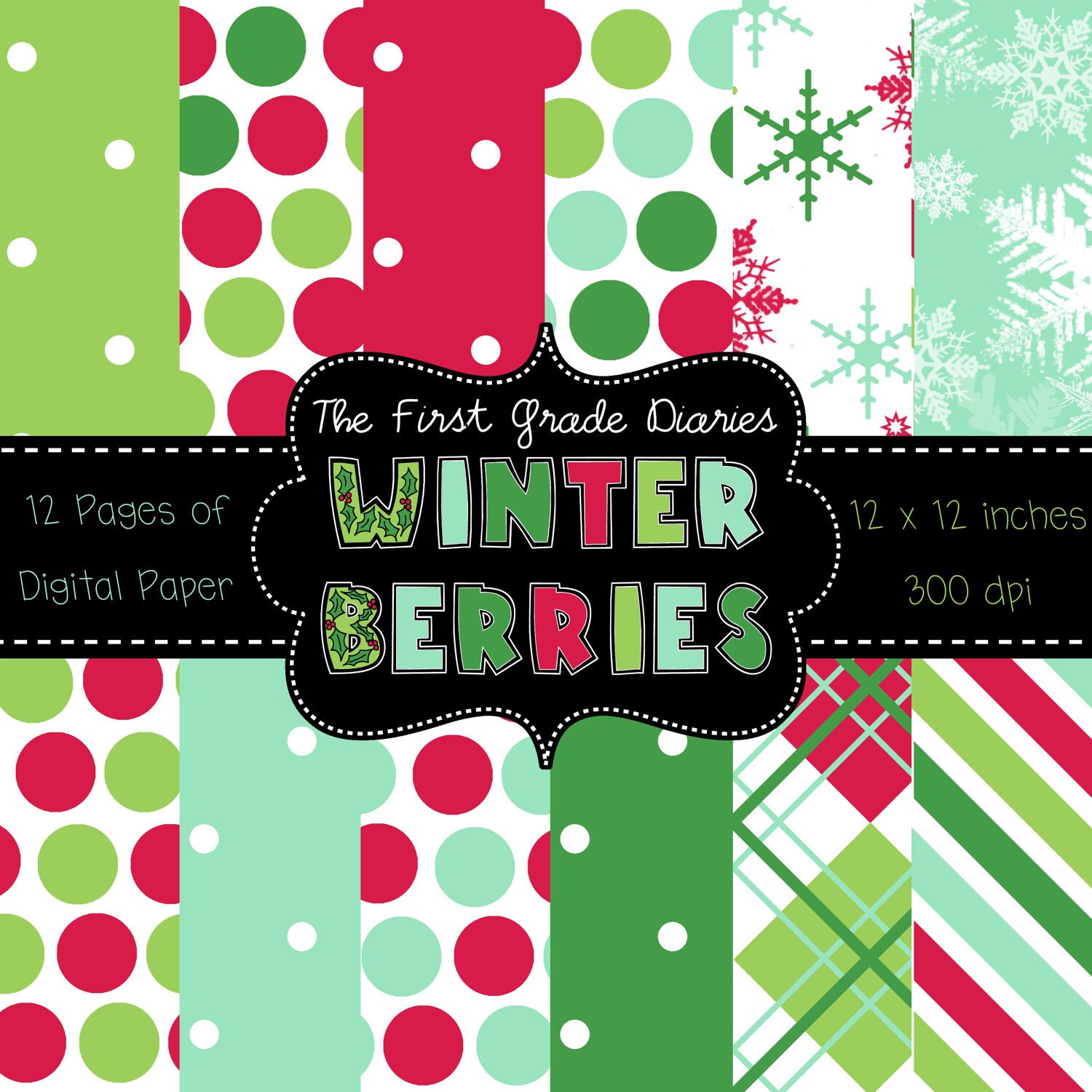 Winter Berries Digital Scrapbook Paper --BUY 2, GET 1 FREE - Etsy