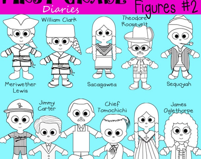 Famous Figures Set 2 Digital Line Art Historical People -- Buy 2 GET 1 ...