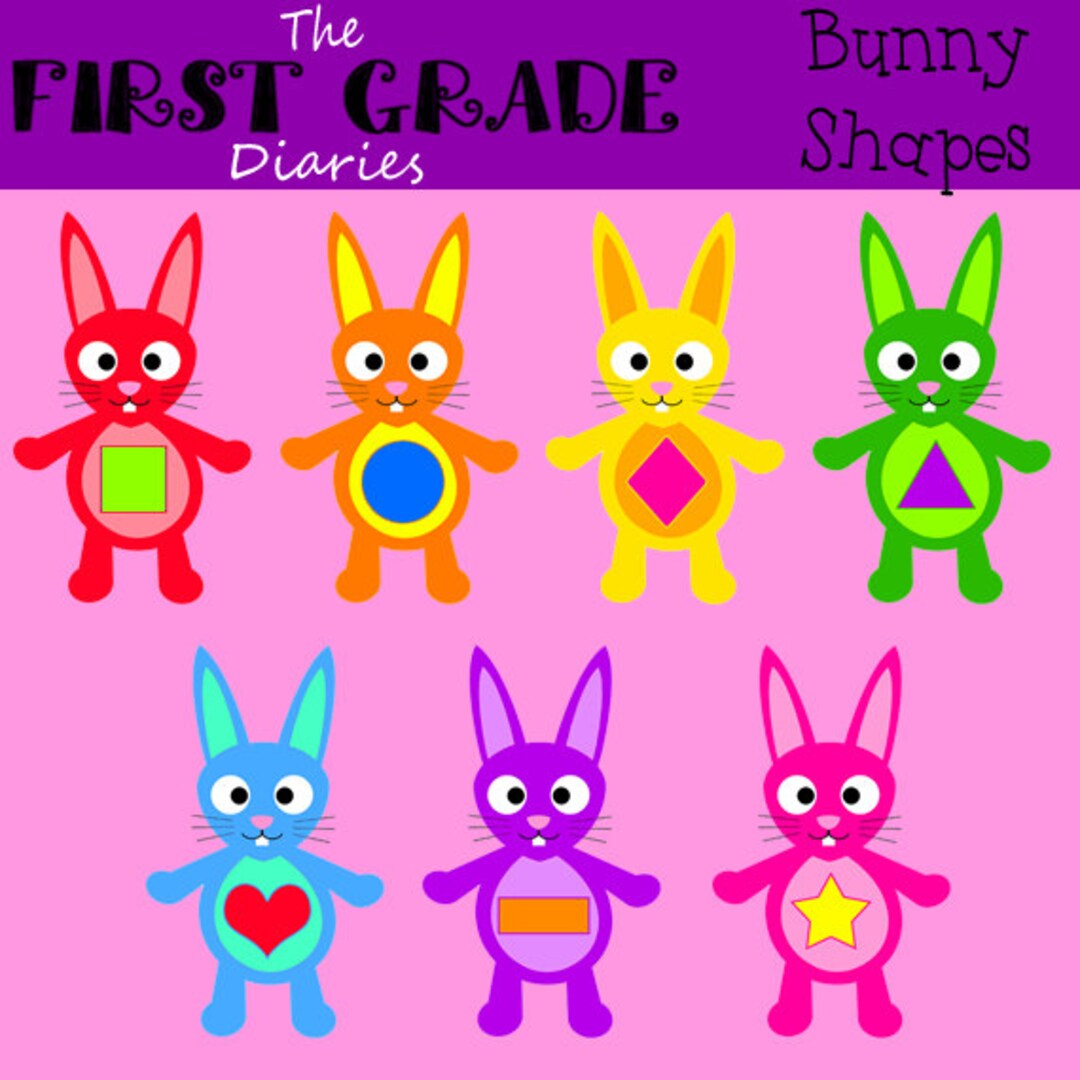 Bunny Shapes Digital Clip Art Set Circle Square Rectangle Triangle ...