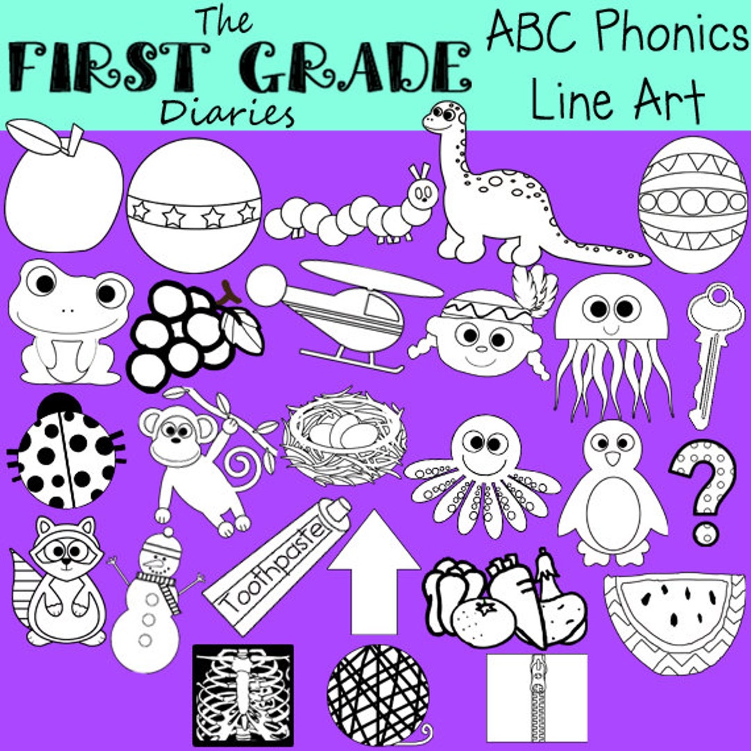 ABC Phonics Digital Line Art Set Alphabet -- Buy 2 Get 1 FREE - Etsy