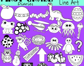 Rhyming Digital Stamp Line Art Set Buy 2 GET 1 FREE | Etsy