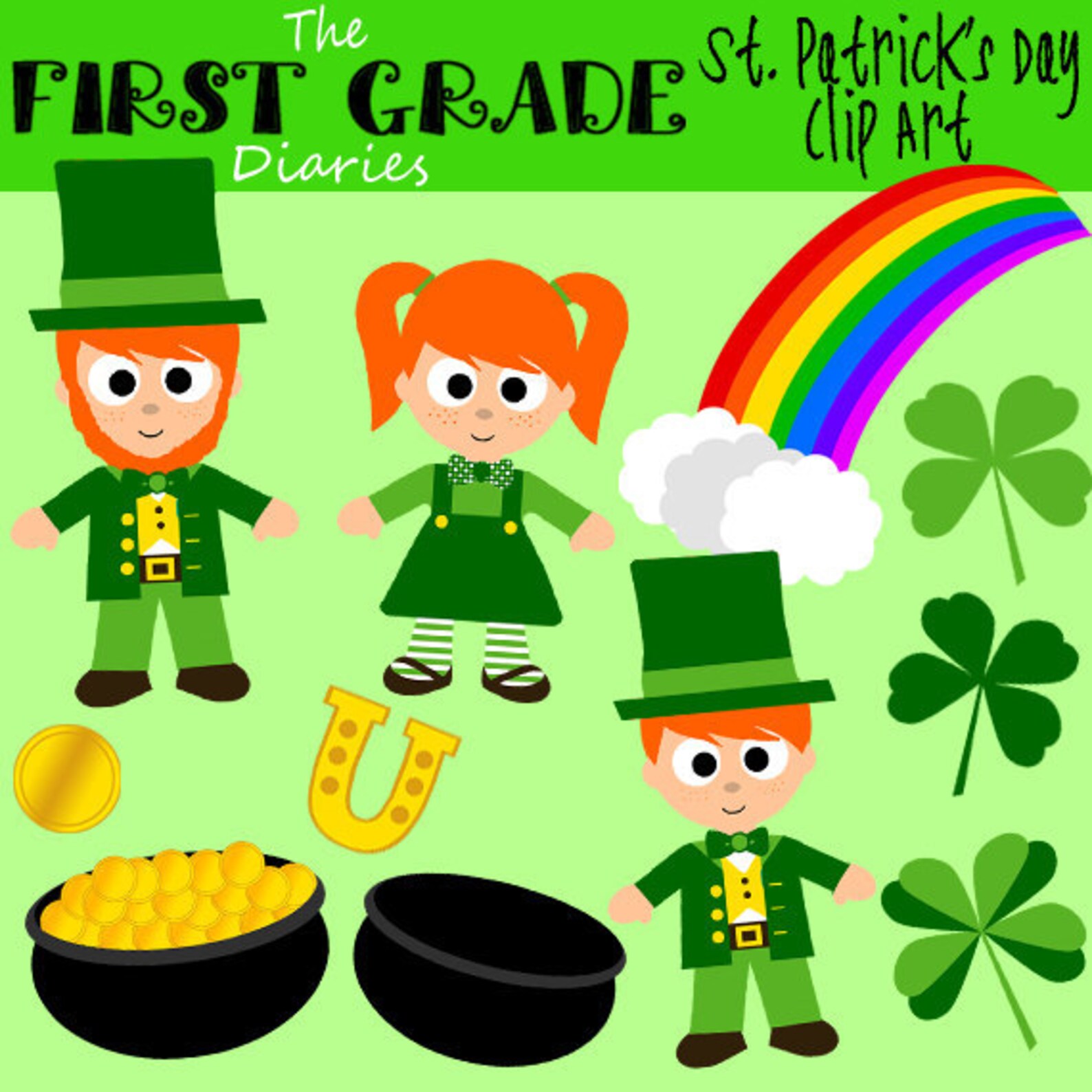 St. Patrick's Day Digital Clip Art Irish Leprechaun -- BUY 2, GET 1 ...