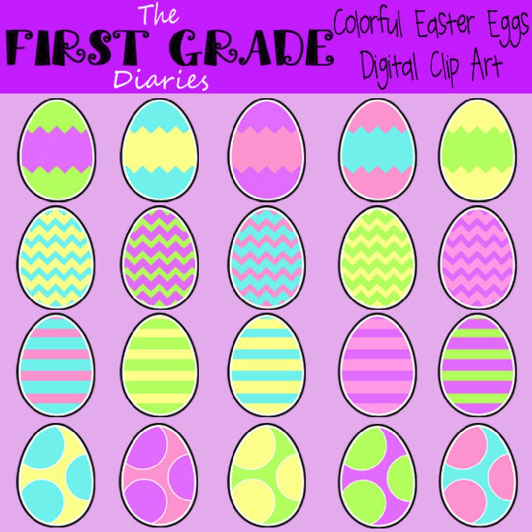 Colorful Easter Eggs and Baskets Digital Clip Art -- BUY 2, GET 1 FREE ...