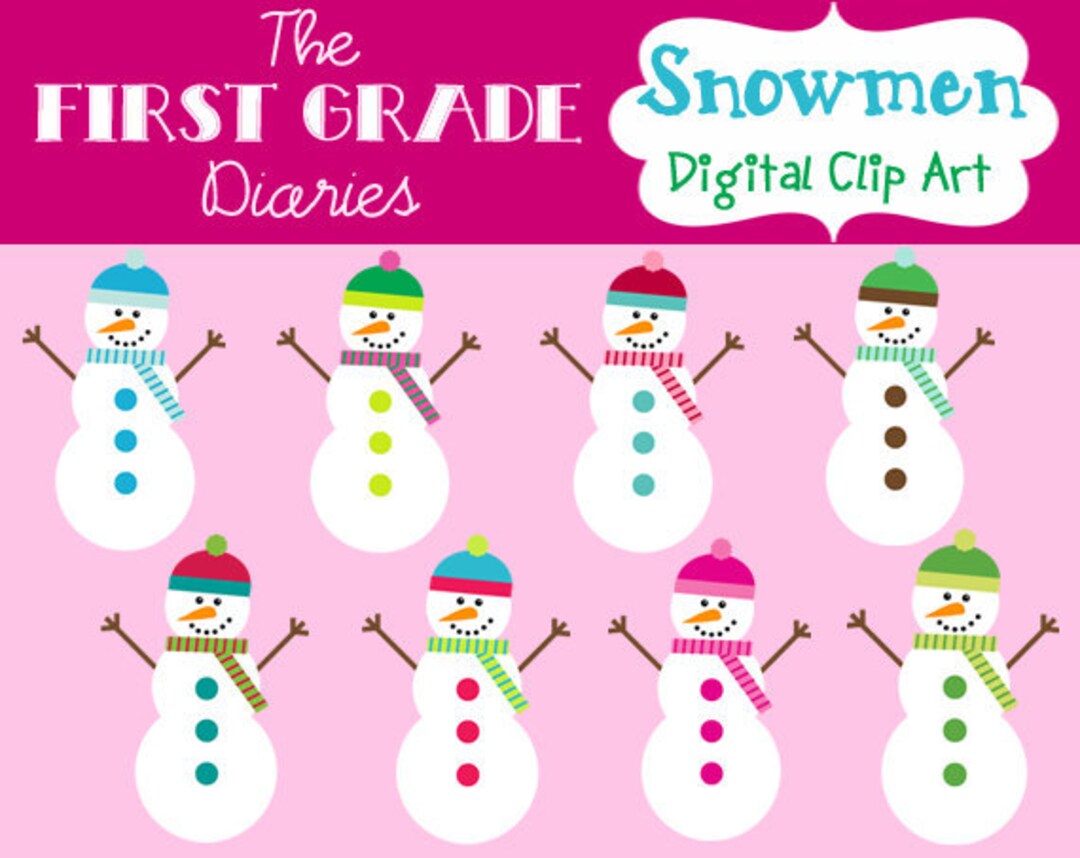 Colorful Snowmen Winter Digital Clip Art -- BUY 2, GET 1 FREE - Etsy