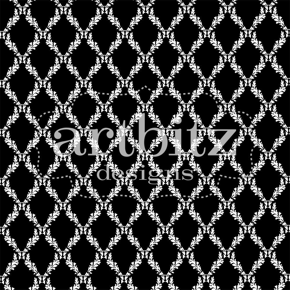 Black Tie Affair Damask 10 Piece Digital Scrapbooking Paper Pack, 12 ...