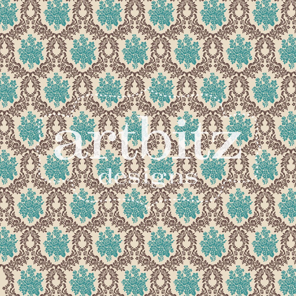 Floral Bouquet Damask 10 Piece Digital Scrapbooking Paper Pack, 12x12 ...