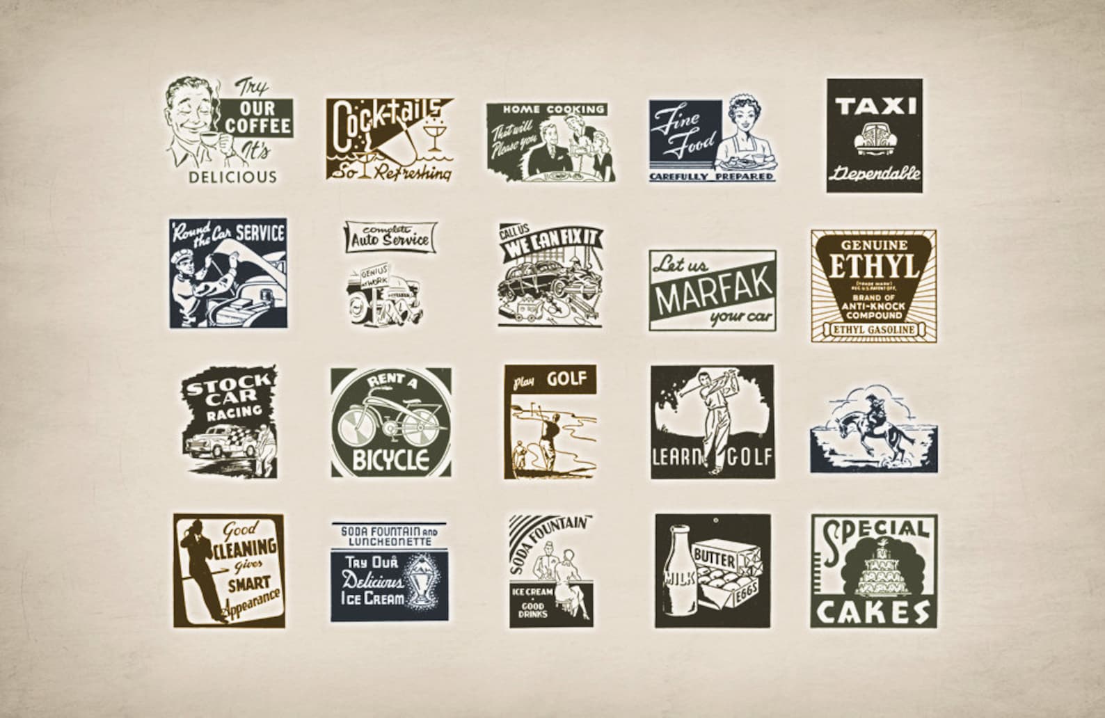 60 Piece Retro Advertising Cuts Clip Art Kit, 300 Dpi .jpg and .png - Etsy