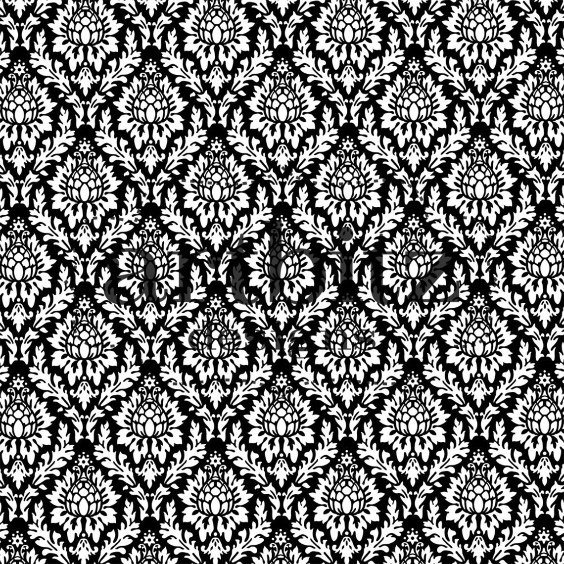 Black Tie Affair Damask 10 Piece Digital Scrapbooking Paper Pack, 12 ...