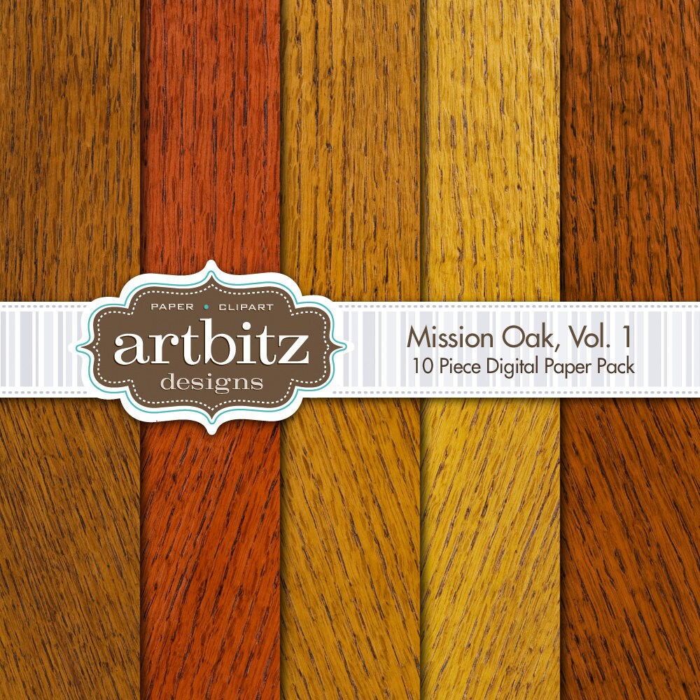 Mission Oak 10 Piece Wood Texture Digital Scrapbooking Paper Pack, 12 ...
