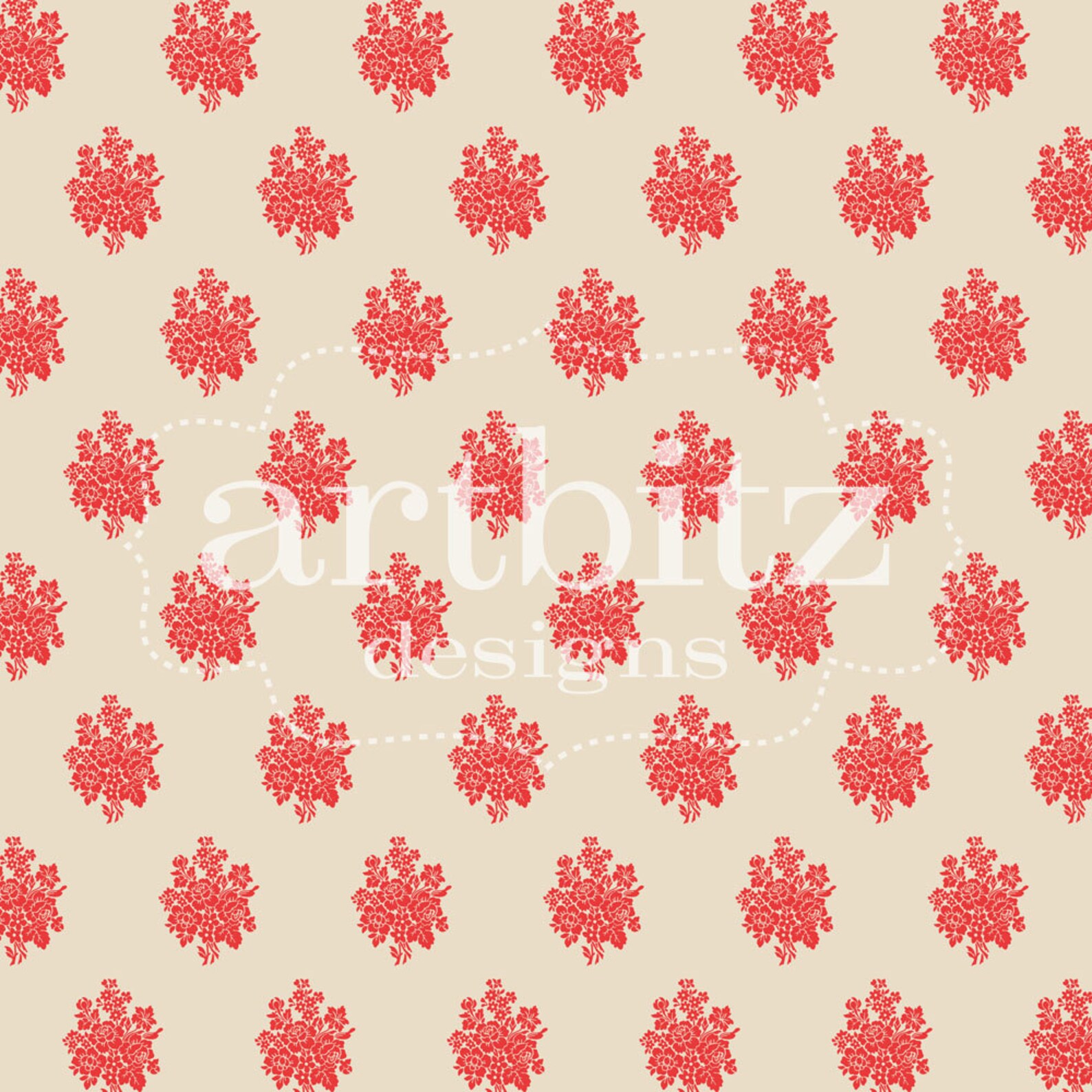 Floral Bouquet Damask 10 Piece Digital Scrapbooking Paper Pack, 12"x12 ...