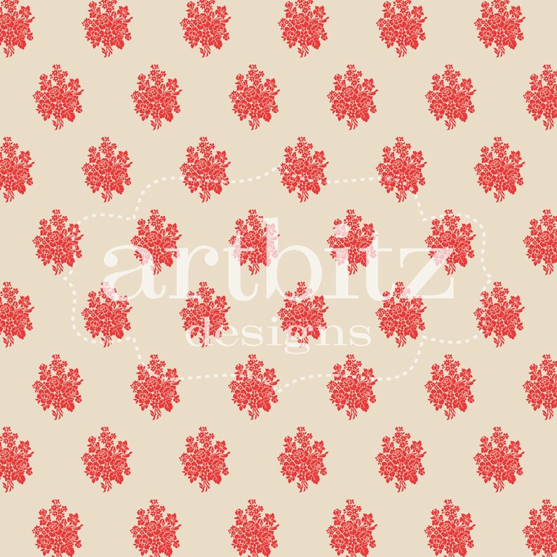 Floral Bouquet Damask 10 Piece Digital Scrapbooking Paper Pack, 12"x12 ...