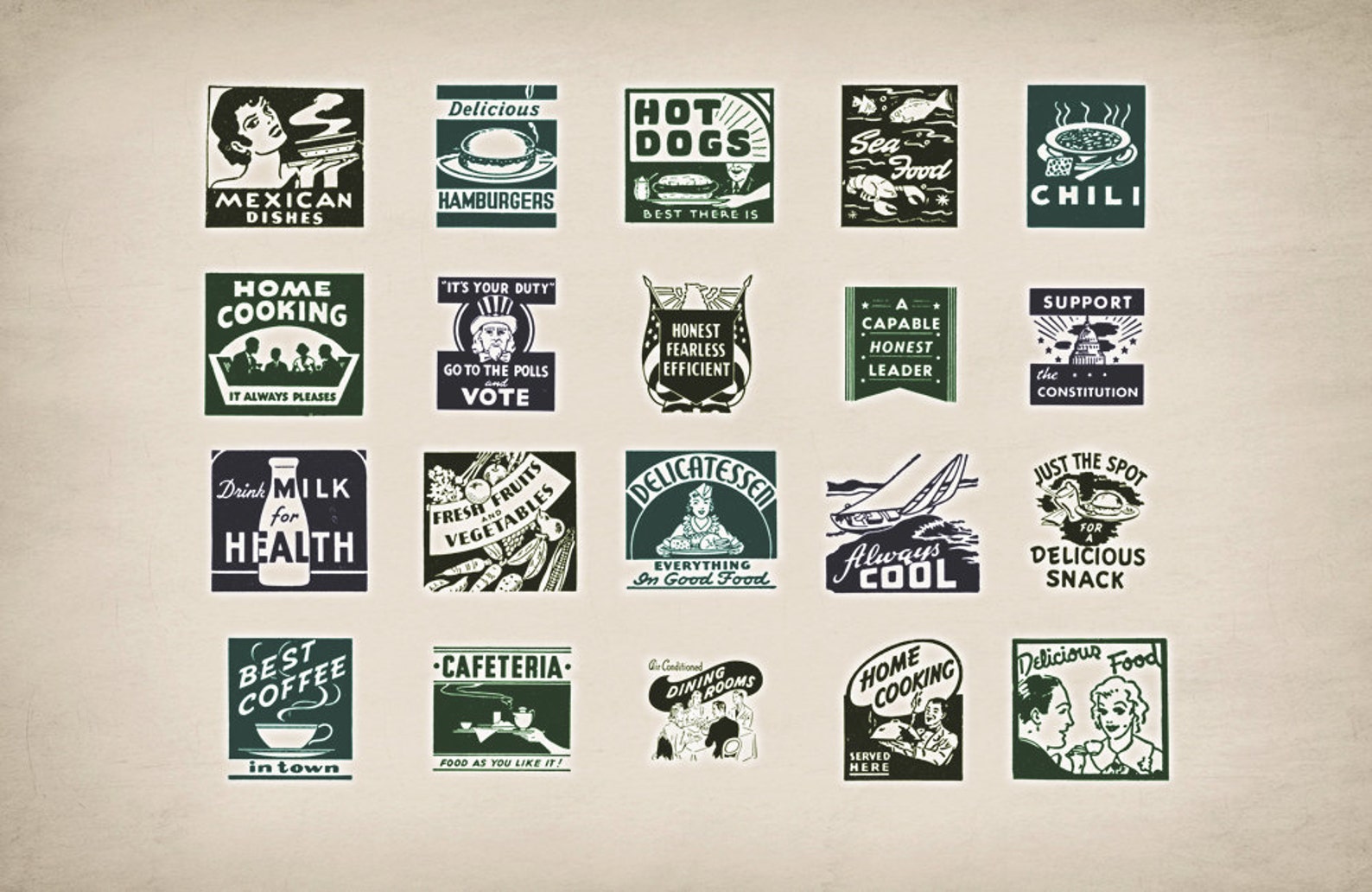 60 Piece Retro Advertising Cuts Clip Art Kit, 300 Dpi .jpg and .png - Etsy