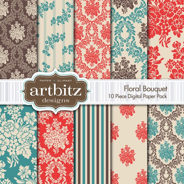 Damask Digital Paper - Etsy