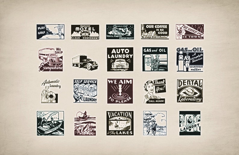 60 Piece Retro Advertising Cuts Clip Art Kit, 300 Dpi .jpg and .png - Etsy
