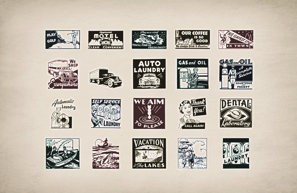 60 Piece Retro Advertising Cuts Clip Art Kit, 300 Dpi .jpg and .png - Etsy