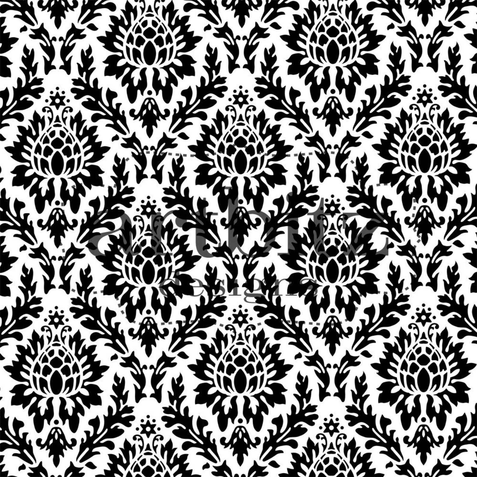 Black Tie Affair Damask 10 Piece Digital Scrapbooking Paper Pack, 12 ...