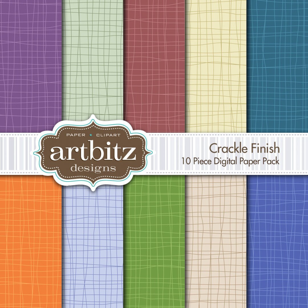 Crackle Finish 10 Piece Digital Scrapbook Paper Pack, 12"x12", 300 Dpi ...