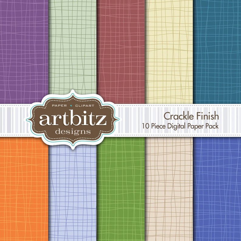 Crackle Finish 10 Piece Digital Scrapbook Paper Pack, 12"x12", 300 Dpi ...