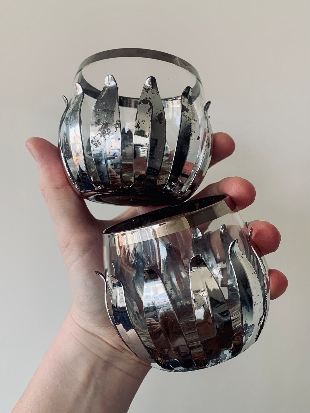 Pair of Vintage Mid Century Silver Claw Coasters With Glasses - Etsy