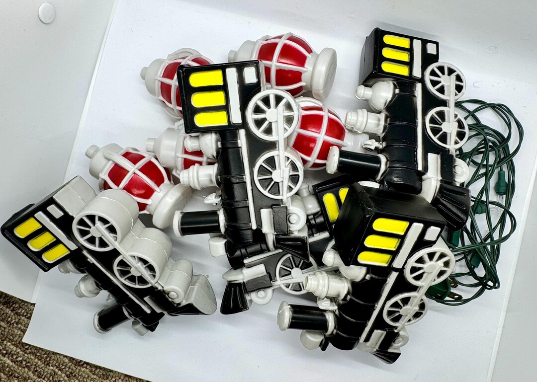 Vintage Christmas String Light Covers Train and Lanterns - Etsy