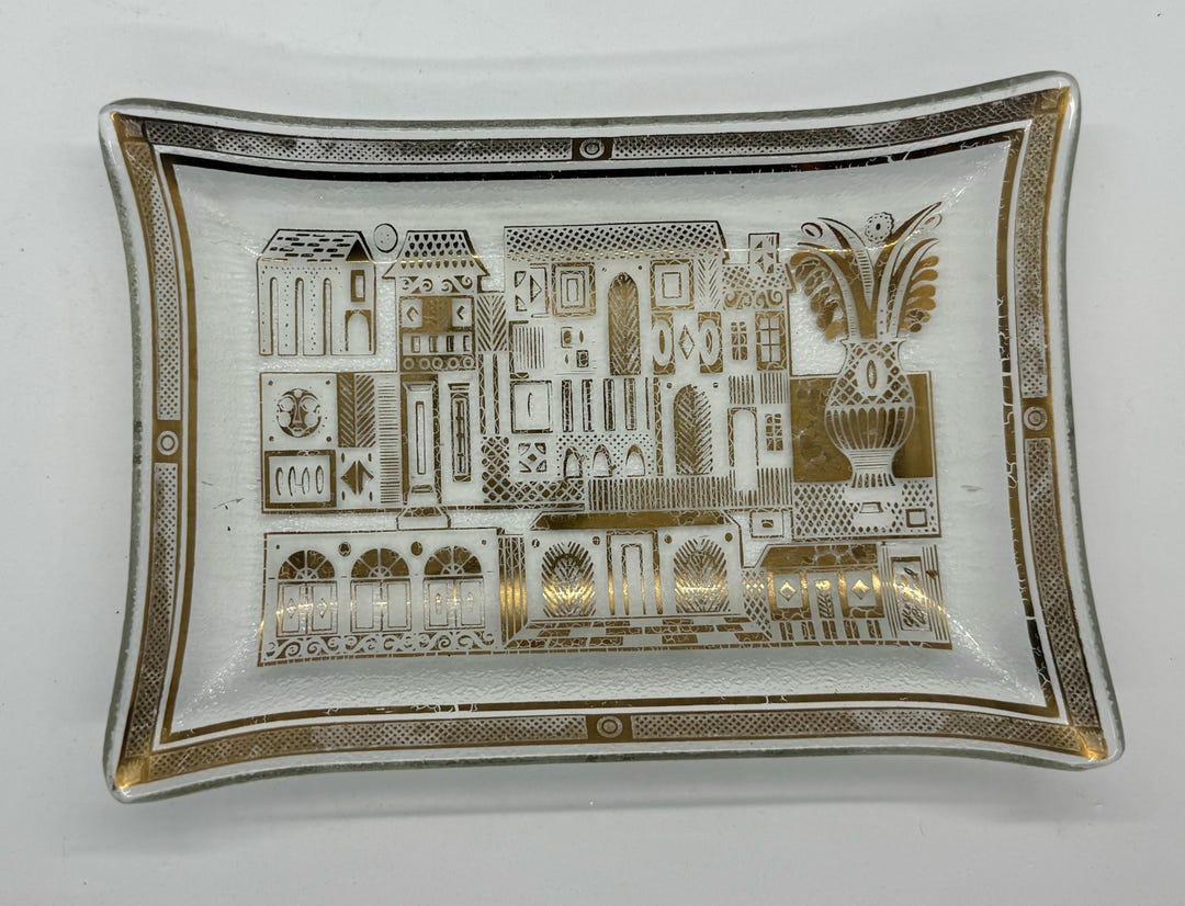 Vintage Georges Briard Gold Glass Small Plate/appetizer Tray/dish - Etsy