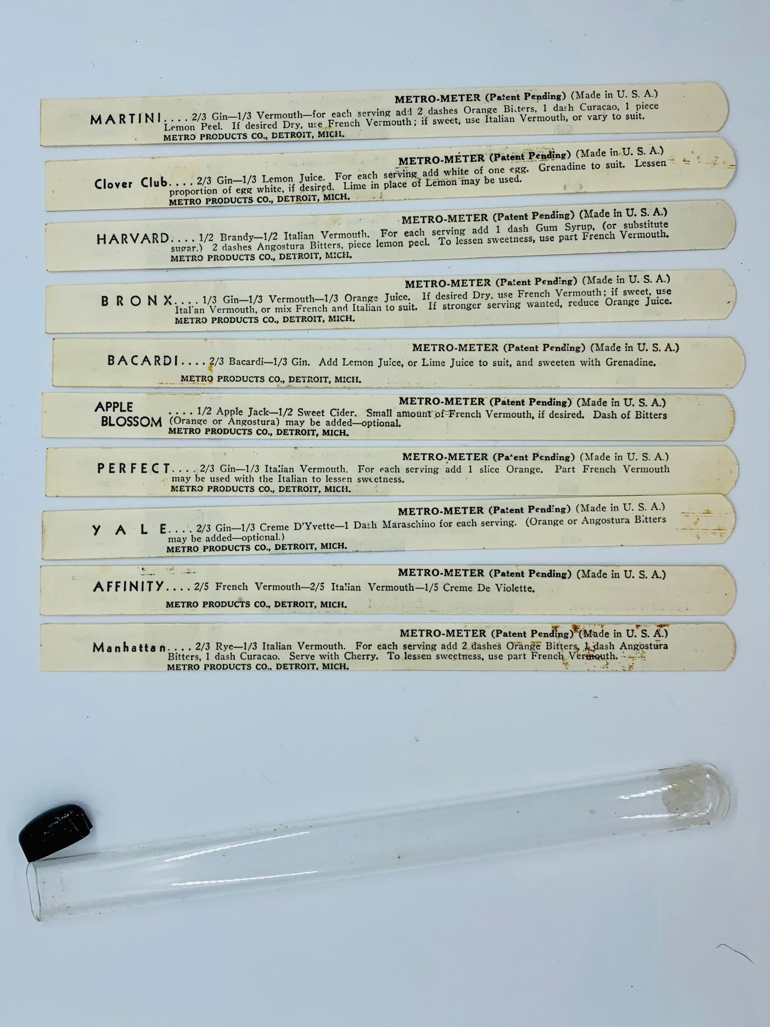 Vintage Metro Meter Cocktail With 10 Cards - Etsy