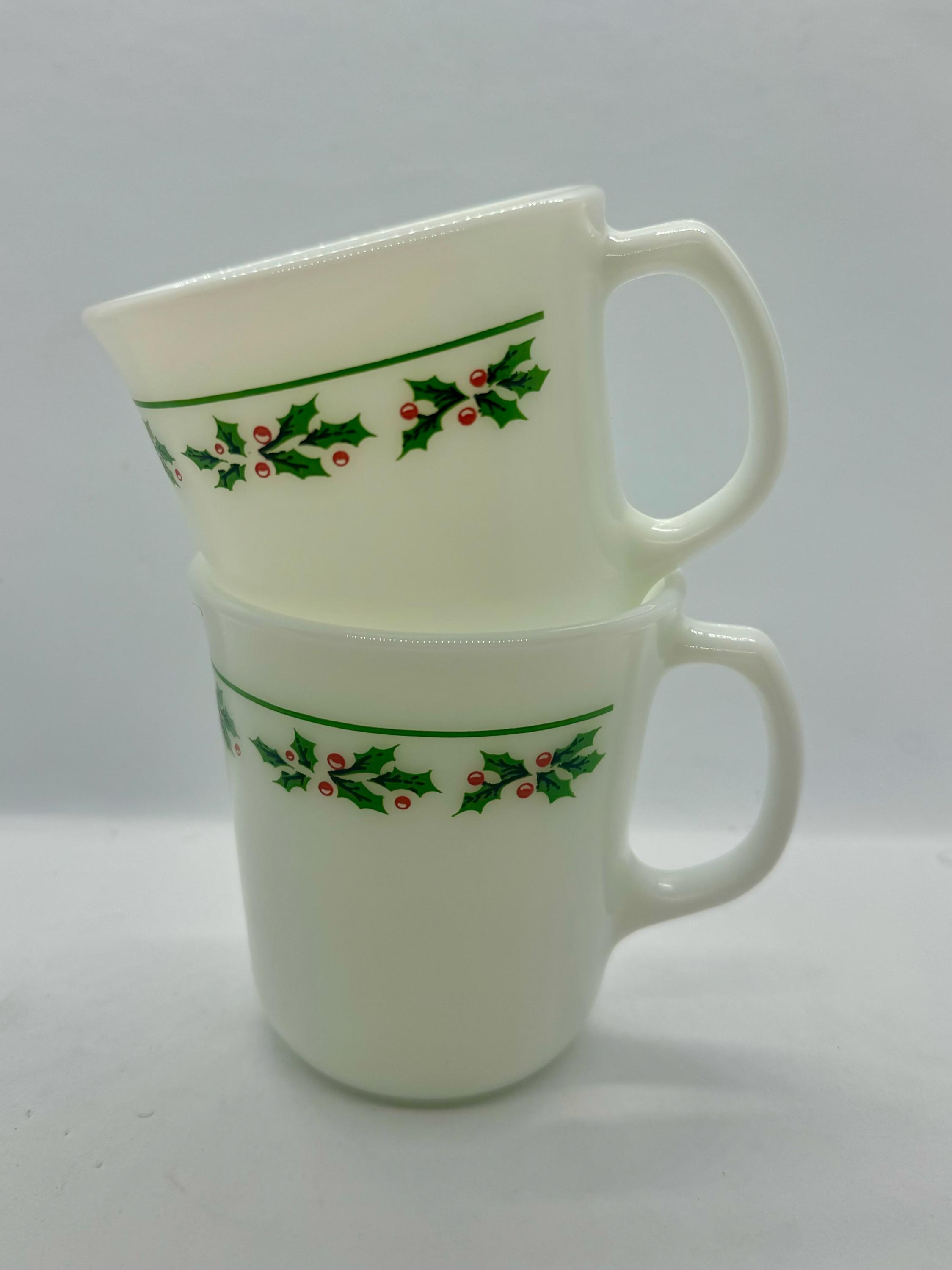 2 PYREX (corning) HOLLY DAYS Mug Milk Glass Christmas - Etsy
