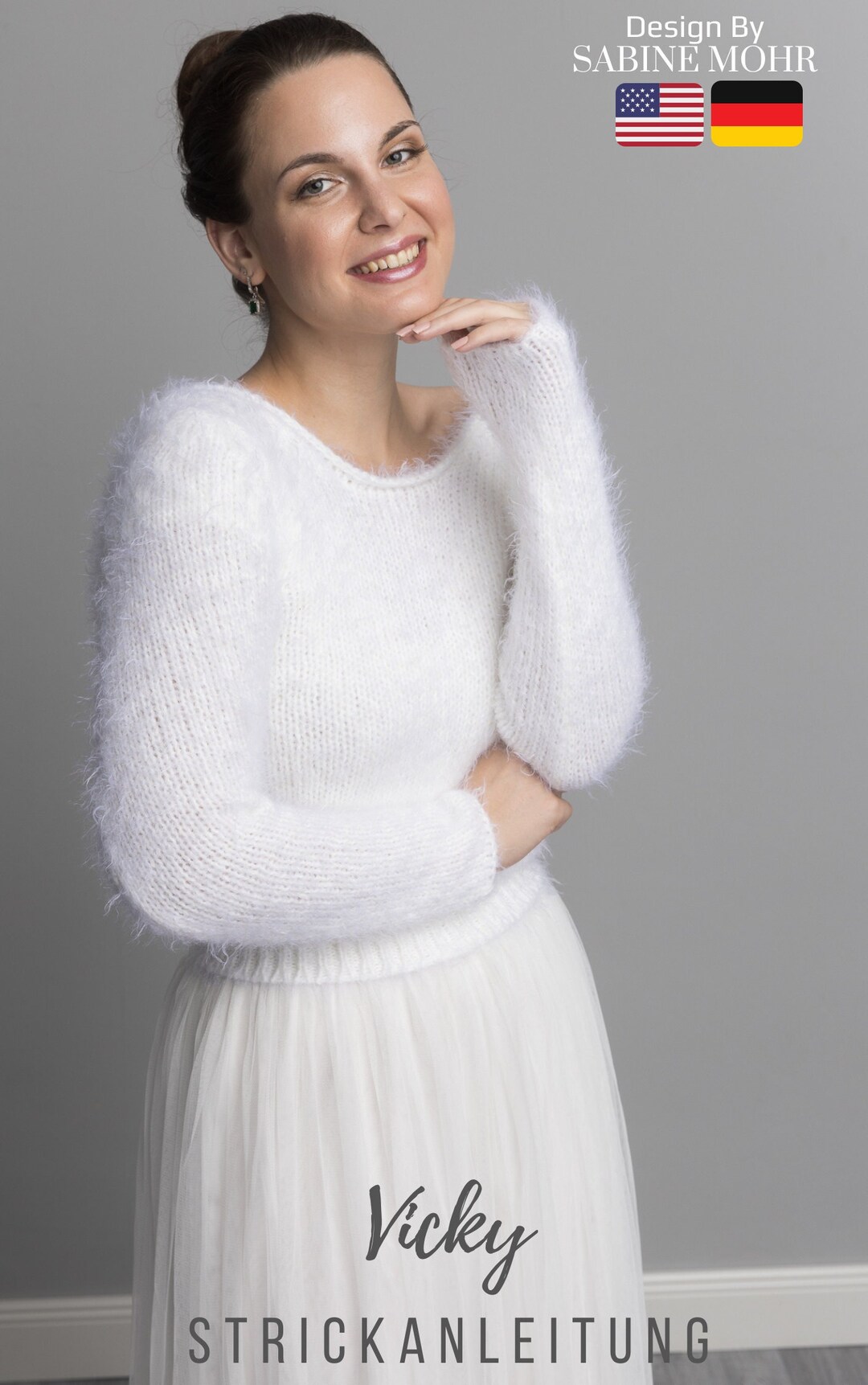 Knitting Pattern for a Fluffy Bridal Sweater With Long Sleeves Made ...