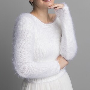 Knitting Pattern for a Fluffy Bridal Sweater With Long Sleeves Made ...