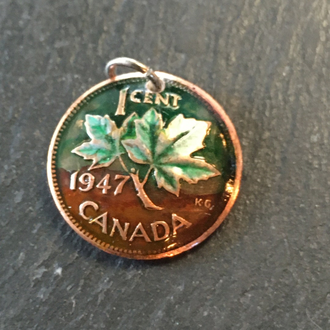 1947 Anniversary Canadian Maple Leaf Lucky Penny Pendant Using a ...