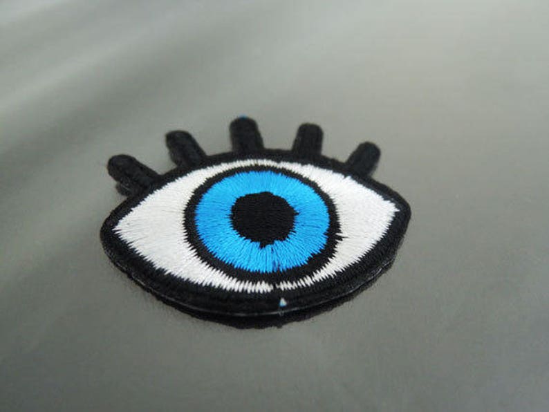 Iron on Patch - Eye Patch Blue Eye With Five Eyslashes Patches Eyeball Iron on Applique ...