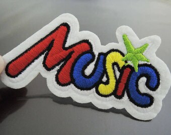 Iron on Patch MUSIC Patches Colorful Letter Font Patch Applique ...