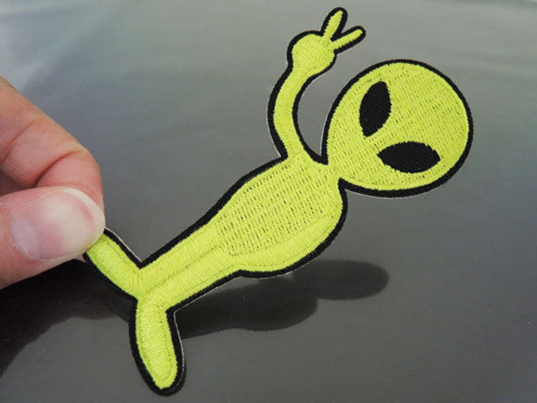 Iron on Patches or Sewing on Patch Fluorescent Aliens E.T. Embroidered ...