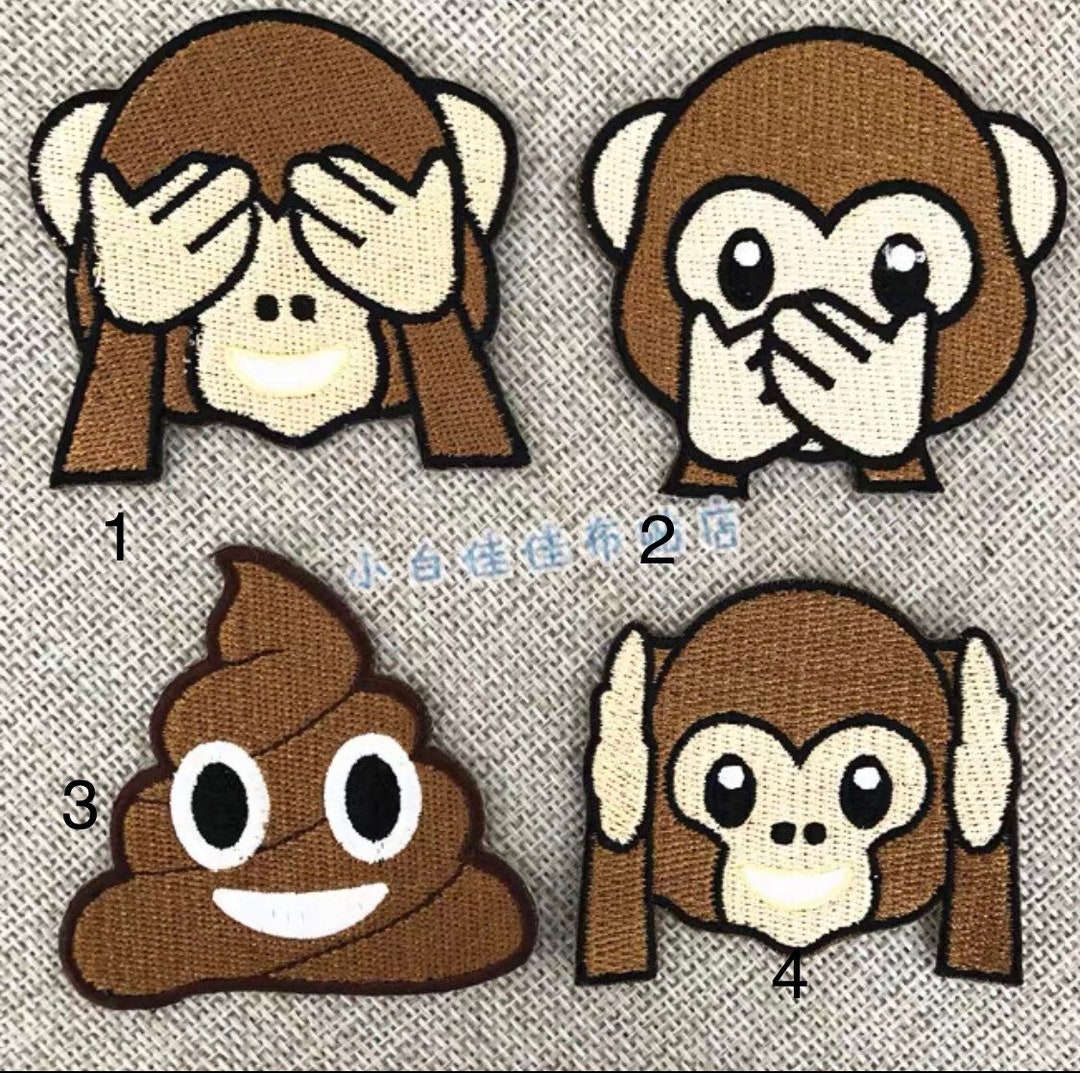 Iron on Patch - Monkey Emoji Faces Patches Patch Iron on Applique ...