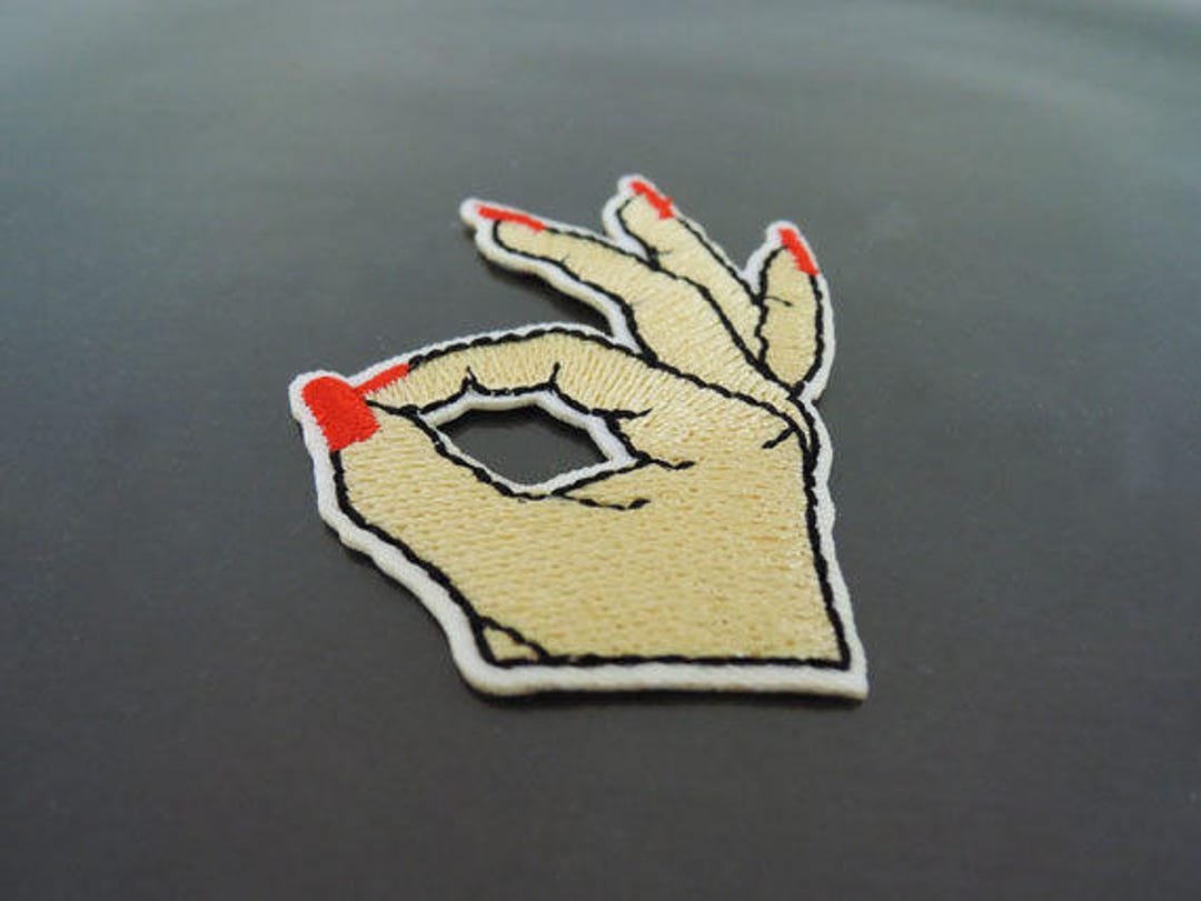 Iron on Patch - Finger Patch Feminist Finger With Red Nail Patches ...