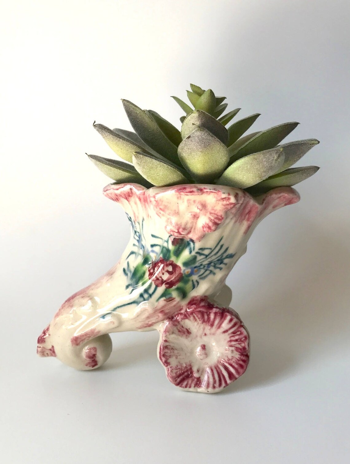 Sweet Vintage Hand Painted Cornucopia Ceramic Vase Precious - Etsy