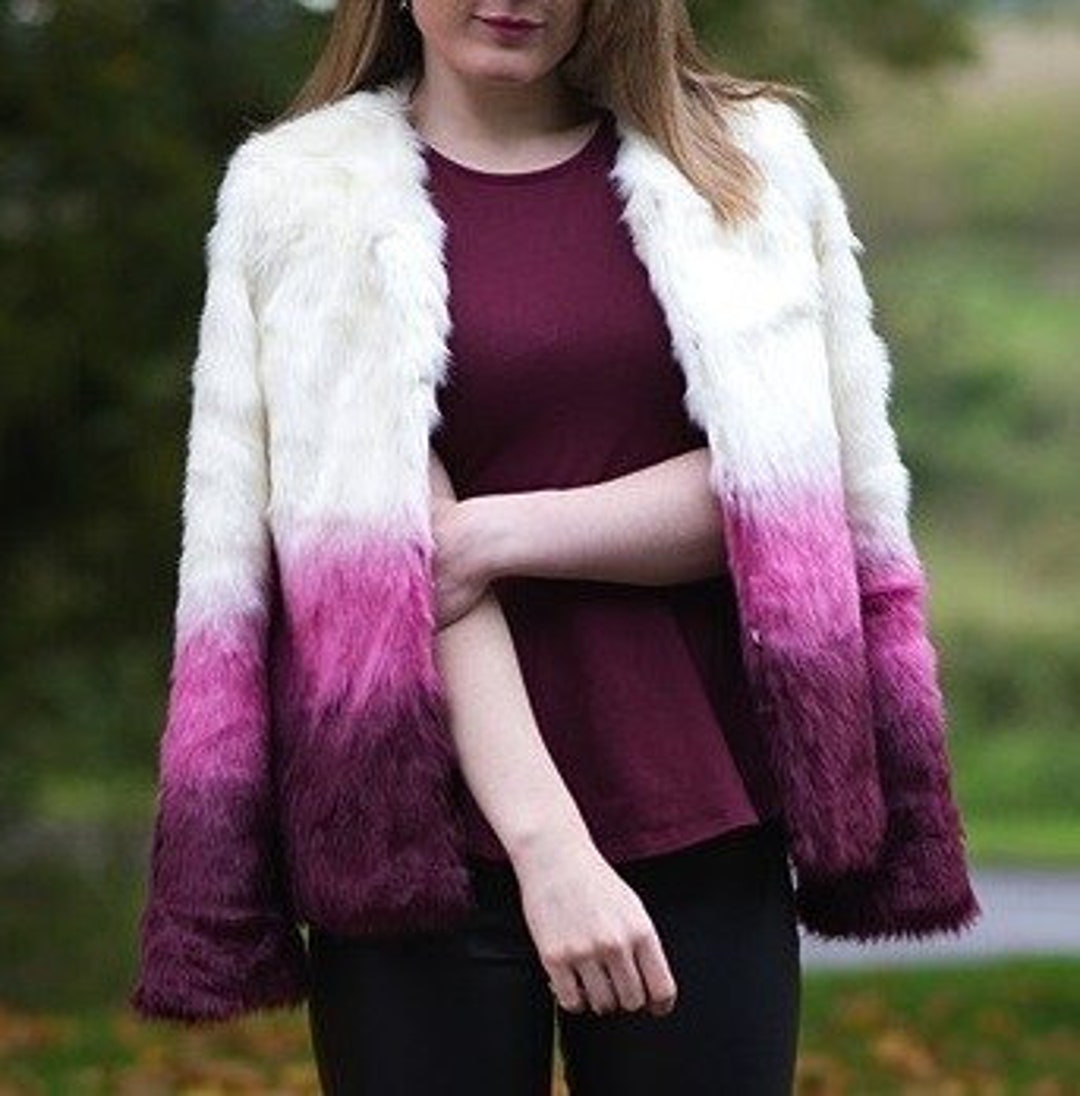 Vintage Yumi Ombre/dipped Fake Fur Coat, Girl's Size L, AMAZING! - Etsy